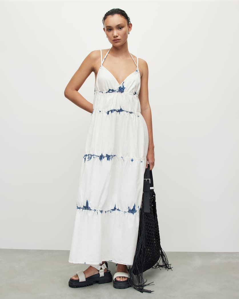 Sulli Bleach Washed Denim Maxi Dress BLEACH WHITE | ALLSAINTS